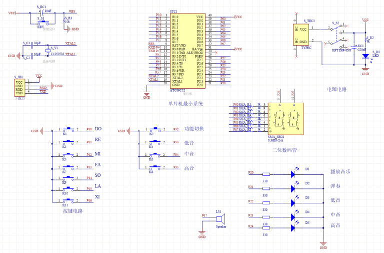 【mcuclub-KS-015】电子琴乐曲《两只老虎》的音色编辑与研究研究【课程设计】 - 单片机俱乐部